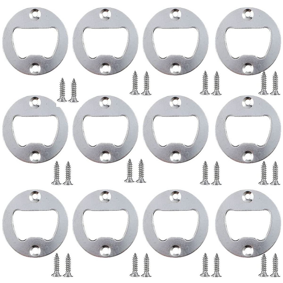 30 Sets Bottle Opener Insert,Inserts DIY Beer Opener, Wall Mount Bottle Openers with Screws (Silver)
