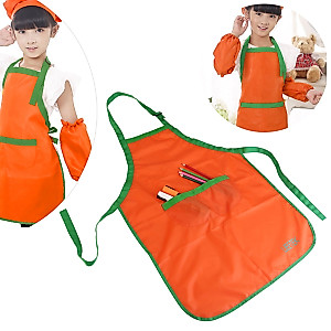 UEETEK Children Kids Waterproof Art Craft Smock Apron for DIY Painting Drawing with Sleevelet(Orange)