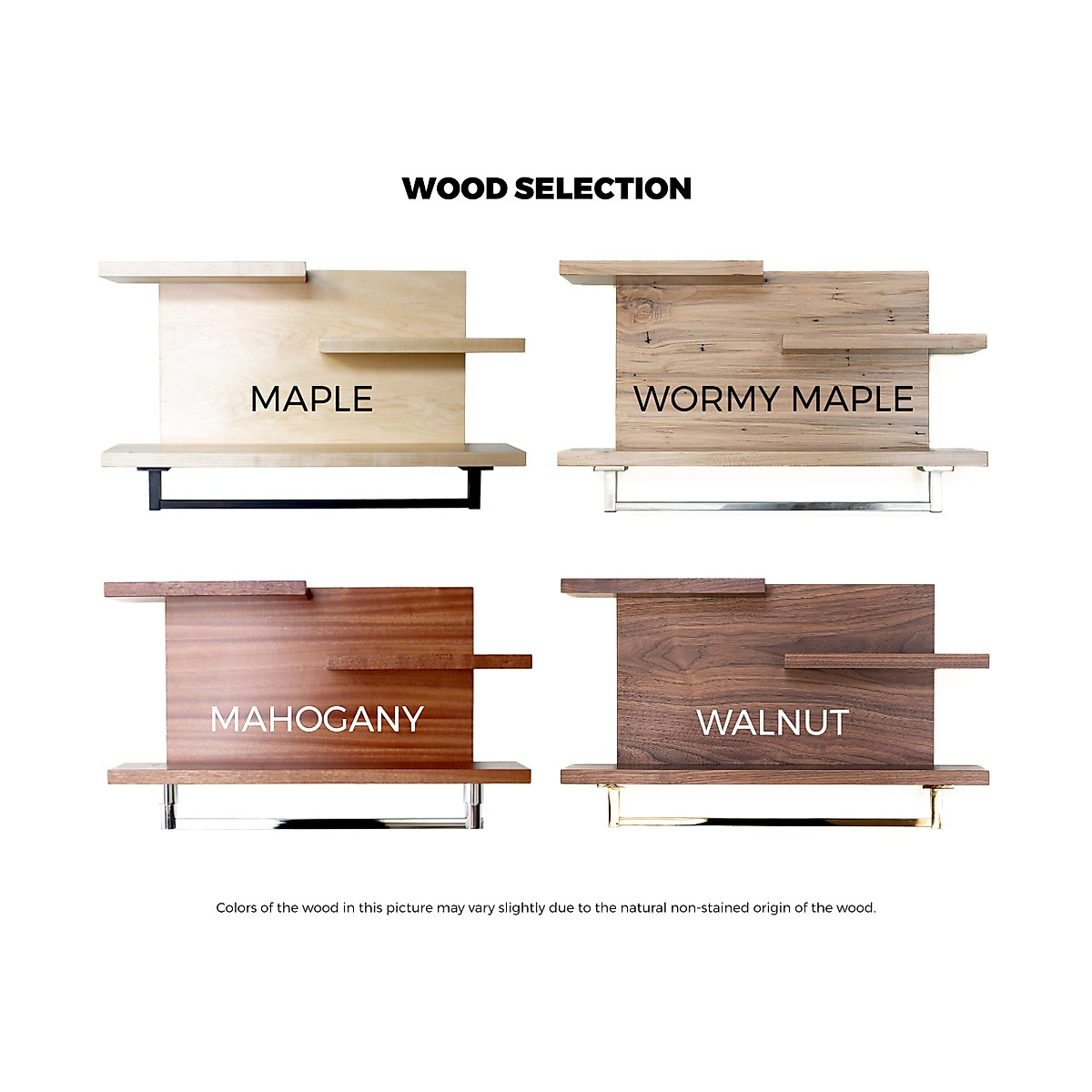 Straga Rustic Wall Mounted Bathroom Shelves - 23" Hardwood Shelf Organizers with 18" Towels Holder - A Modern Addition To Your Bathroom, Powder Room, Guest Bathroom and More (Wormy Maple)