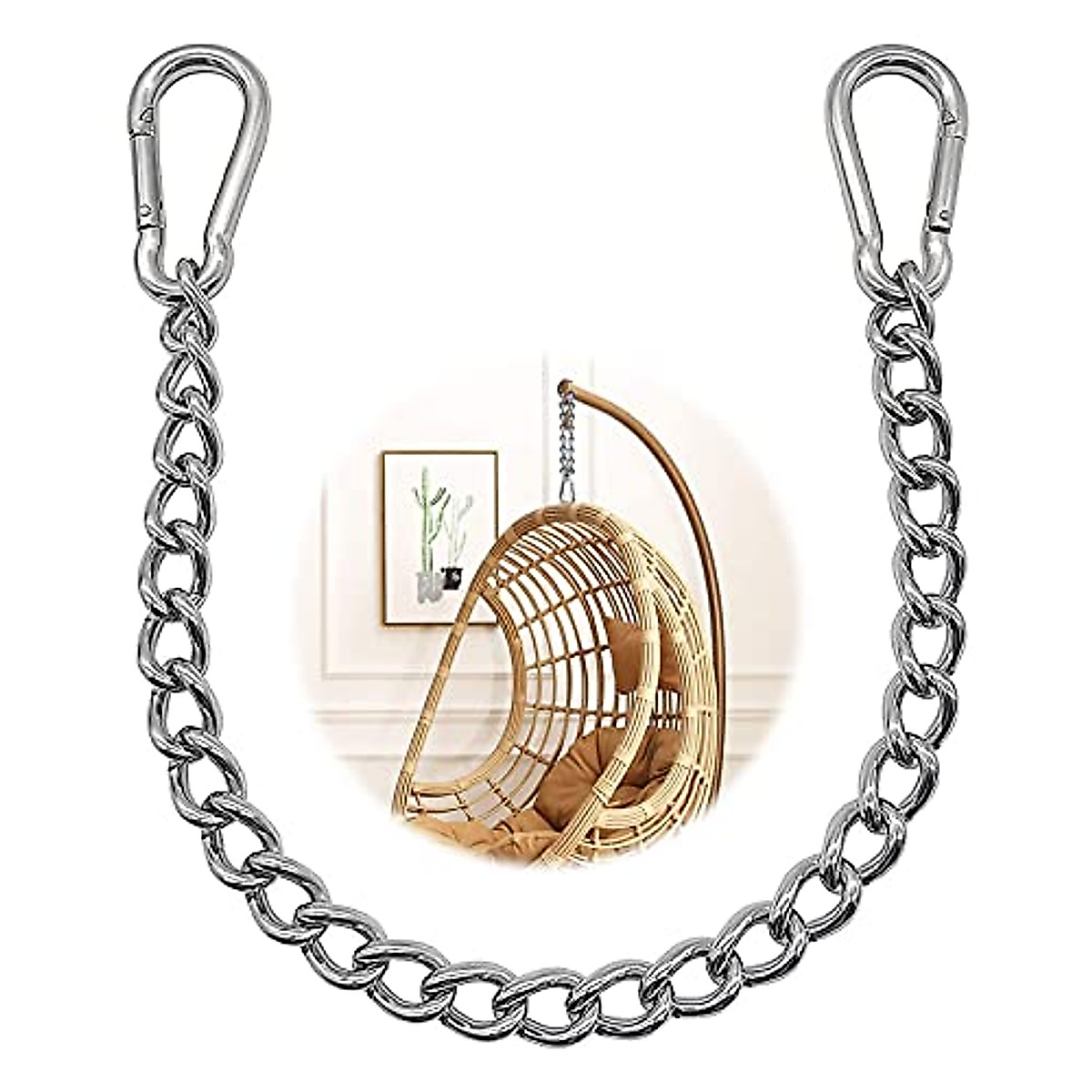 Rovepic Chair Chain Kit with Carabiners Adjustable Heavy Duty Hanging Hook Stainless Steel Hanging Accessories 360° Swivel for Indoor Outdoor Playground Garden Balcony Hammock Punching Bags Swing