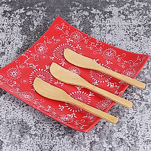 Midremer 6 Pack Bamboo Butter Knife Spreaders 6'' Dumpling Making Filling Tools Wooden Mixing Spatula Stirring Spoon Condiment Knives Wood Kitchen Gadgets for Bread Jam Cream Cheese Butter Dumpling
