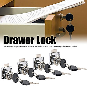 QANYEGN 4 Sets Drawer Lock Cabinet Locks with Keys, Zinc Alloy Drawer and Cabinet Lock, Home Desk Lock for Desks, Cabinets, Drawer Cabinets, Letter Box