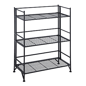 Convenience Concepts Designs2Go X-Tra Storage 3-Tier Wide Folding Metal Shelf, Black