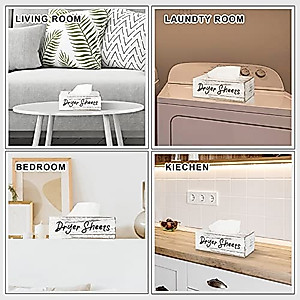 Dryer Sheet Dispenser 2 Pieces Farmhouse Laundry Softener Dispenser Wood Dryer Sheet Holder Laundry Detergent Holder White Fabric Softener Dispenser for Laundry Room Home Decor Organization, 2 Sizes