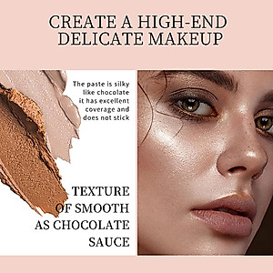 Pro Cream Highlight and Contour Palette Kit with Mirror & Brush for Women. White Silver Gold Highlight Brown Face Correcting Concealer Palette