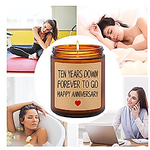 Scented Candle - 10 Years Anniversary Candle Gift for Couple, Happy 10th Anniversary Present for Him, Her, Husband, Wife, Wedding