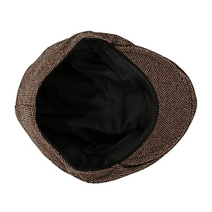FALETO Men's Herringbone Wool Blend Flat Ivy Newsboy Hat Gatsby Cabbie Cap
