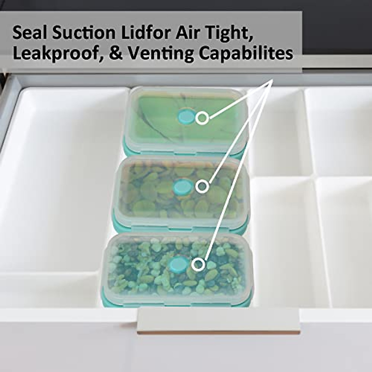 Silicone Lunch Box, Heebyoo 4 Pack Collapsible Food Storage Containers with Lids, Bento Lunch Boxes, Leftover Meal box For Kitchen, BPA Free, Microwave and Freezer Safe, Foldable Thin box Design