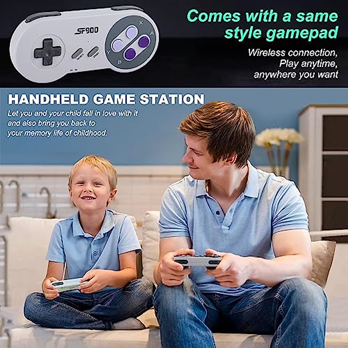 SF2000 Retro Handheld Game Console - Built in 6180+ Classic Video Games,3.0 inch IPS Screen, Supports External TF Card, 2.4G Wireless Handles, AV Output Plug & Play 4K Game Console…