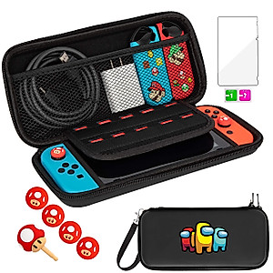 oqpa for Carrying Case for Nintendo Switch/ Switch OLED Travel Carry Cases for Girls Boys Kids Cute Kawaii Cartoon Character Anime Protective Hard Shell Cover Storage Bag, (BlackH)
