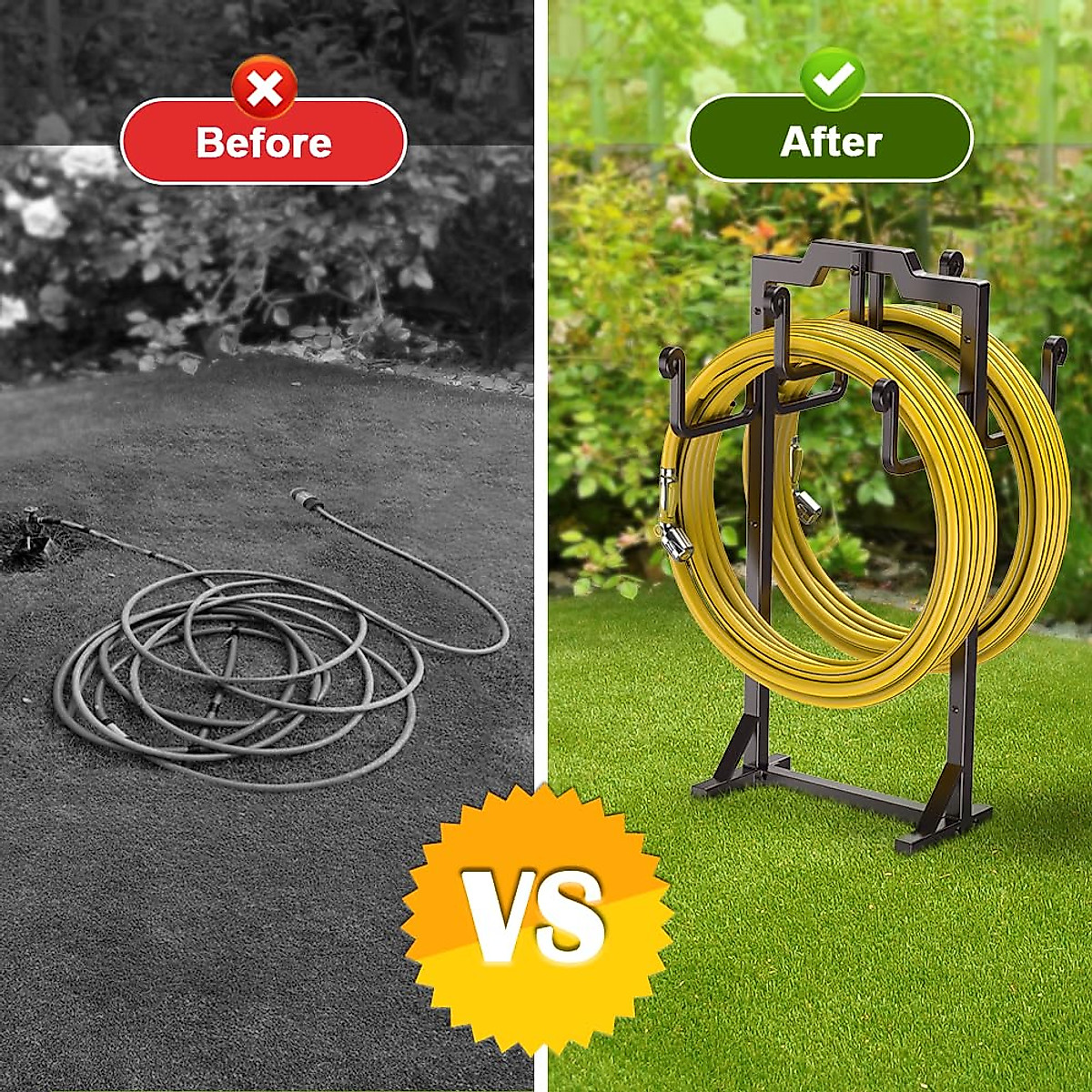 Skycarper Garden Hose Reel Holder Water Hose Hanger Organizer Stand,Bronze