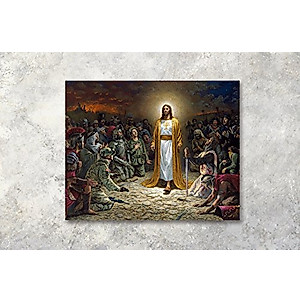LB Christ Jesus Canvas Wall Art Preaching for The Soldiers Holy Religious Christian Painting Canvas Prints Living Room Bedroom Bathroom Wall Decor Framed Ready to Hang,16x12 inches