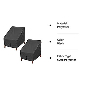 Porch Shield Patio Chair Covers -Waterproof Outdoor Lounge Deep Seat Single Lawn Chair Cover 2 Pack - 30W x 33D x 34H inch, Black