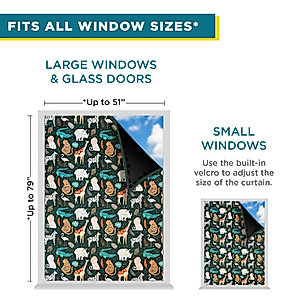 Rio Salto Portable Blackout Curtains with Suction Cups Removable Travel Baby Nursery Temporary Blind Windows Curtain Shades Car Darkening Cover Safari Animals Lion Zebra Jungle Zoo Girl Boy