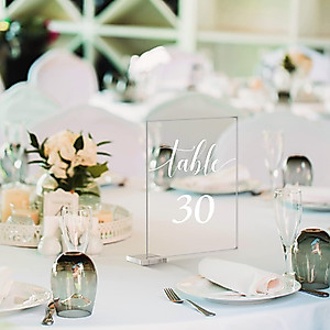 30 Pieces Acrylic Table Numbers 1-30 for Wedding Reception Clear Table Number Signs 1-30 with Stand Hexagonal Rectangle for Wedding Event Party Restaurant (Rectangular Style)