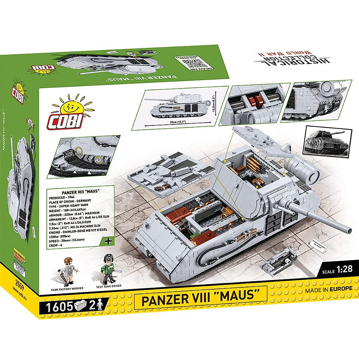 Cobi toys 1605 Pcs 'Hc WWII /2559/ Panzer VIII Maus