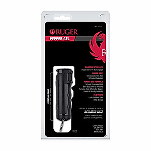 SABRE Ruger Pepper Gel, 25 Bursts, 12-Foot (4-Meters) Range, Gel Is Safer, Contains UV Marking Dye, Finger Grip, Key Ring, Fast Flip Top Safety, 0.54 fl oz