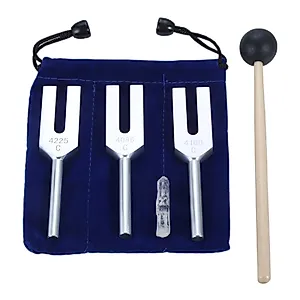 Angel Tuning Forks Set - 4096 Hz, 4160 Hz, 4225 Hz for Sound Healing, Musical Instrument, Therapy, with Silicone hammer and Soft Storage Bag