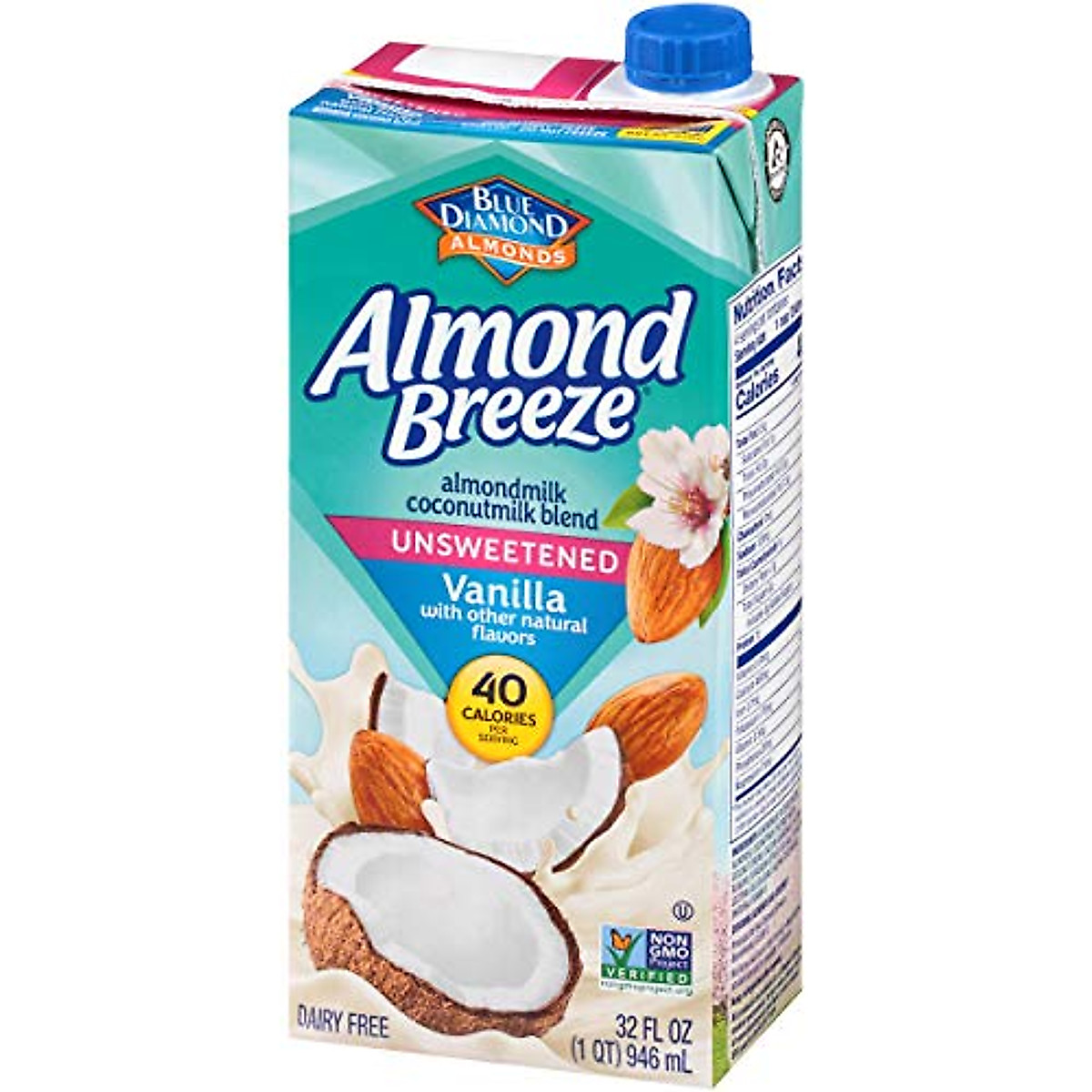 Almond Breeze Dairy Free Almondmilk Blend, Almond Coconut, Unsweetened Vanilla, 32 Ounce (Pack of 12)
