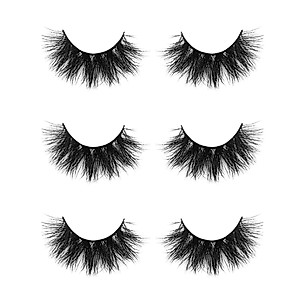 3D Mink Lashes, MIKIWI D390-3, 3 Pairs Lashes, Mink Eyelashes, Thick HandMade Full Strip Lashes, Cruelty Free, Luxury Makeup, 20mm mink eyeLashes (D390-3)