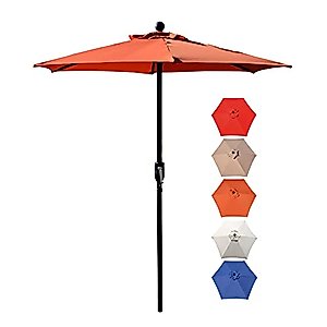 Westcharm Patio Umbrella Outdoor Table Umbrella with 6 Sturdy Ribs and Crank 6.5 ft, Orange Umbrella