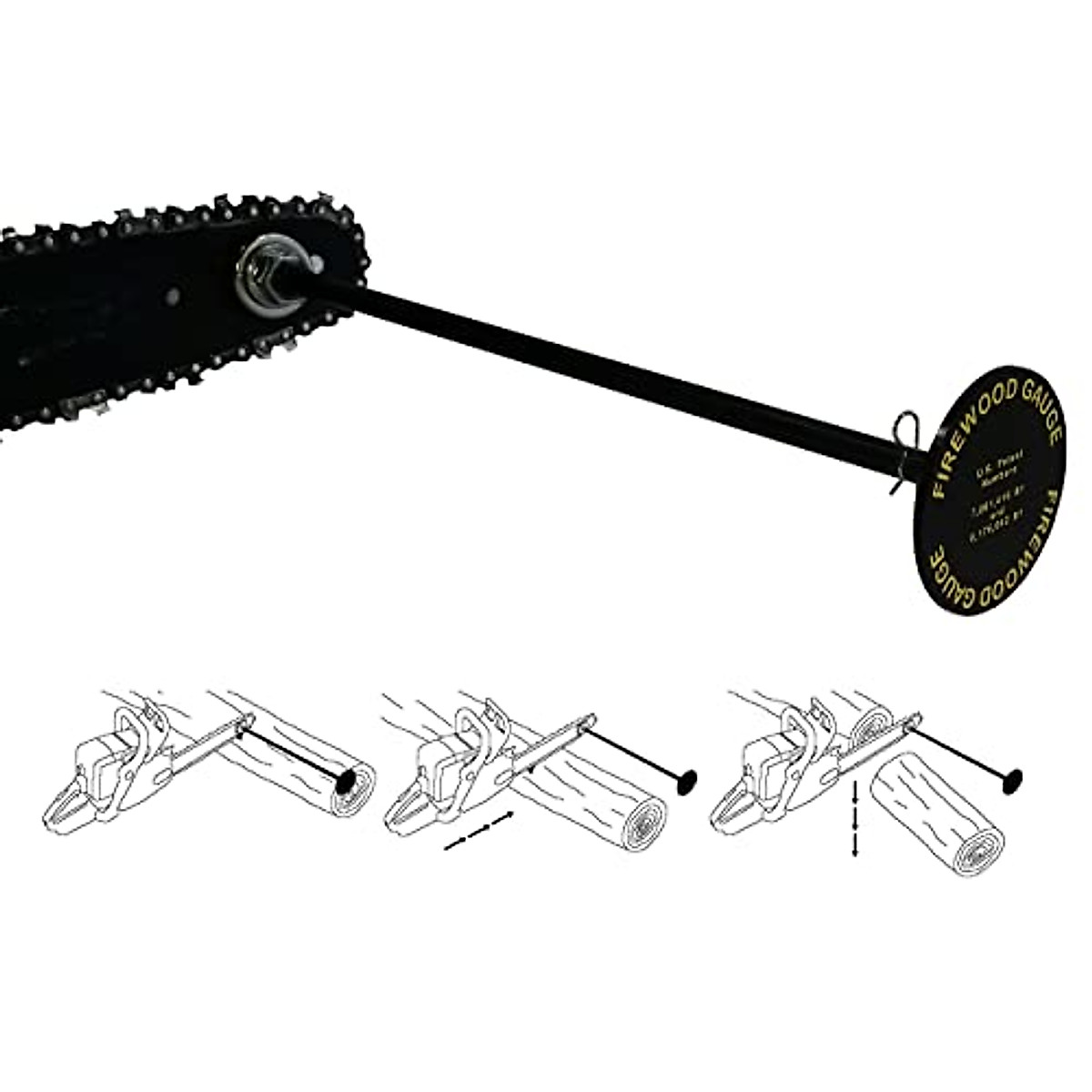 Adjustable Firewood Gauge - Adjusts from 14" to 26" - The Original Patented Firewood Measuring Tool – Strong Durable Flexible Fiberglass - 88 Pound Pulling Force Magnet attaches to Any Chainsaw Bar.