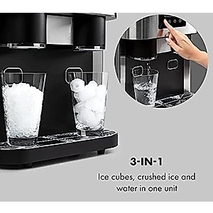Frigidaire EFIC245-SS EFIC245 3-in-1 Countertop Crunchy Chewable Nugget Style Dual Ice Crusher and Cube Maker, Makes 33 Pounds in 24 Hours, 2 Sizes, with Water Dispenser and Line-in, Stainless Steel