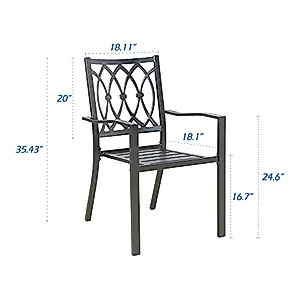 Patio Tree Stacking Outdoor Metal Dining Chairs, Patio Steel Dining Chairs with Armrest, Set of 2