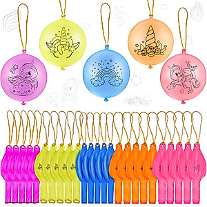 30 Pack Unicorn Party Favors Punch Balloons Large Punching Ball Latex Balloons with Rubber Band Handle for Kids Birthday Party Supplies