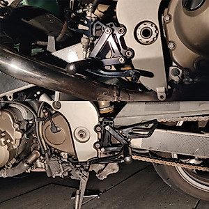 CNC ZX6R 99-02 Motorcycle Adjustable Rearsets Foot Pegs Rear Set Footpeg Brake Shift Pedal Compatible with Ninja 600 ZX6R ZX636 1999-2002/ ZX9R 1999-2003/ ZZR600 2005-2008 Black