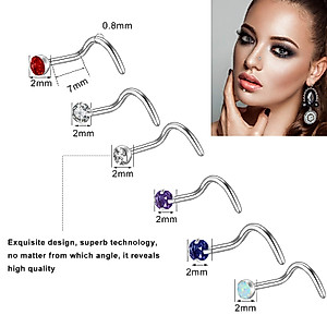 ONESING 60 Pcs 20G Silver Nose Rings for Women Nose Piercing Jewelry L Shape Nose Rings Studs Nose Ring Hoop Nose Screw Hypoallergenic Nose Studs Stainless Steel Nostril Piercing Jewelry