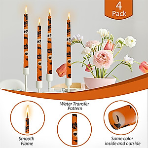 Print Taper Candle Dripless Candlesticks - Gedengni 4pcs Handmade Twisted Candle Long Candle Sticks 10inches Ghost Tapered Candles for Home Party Wedding Halloween,8-HA