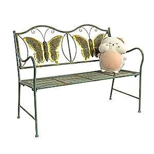 Westcharm Children's Metal Butterfly Bench | Plant Stand | Garden Décor for Outdoor Yard Garden - Decorative Kids Park Bench with Butterflies (32" L x 15" D x 26.5" H)