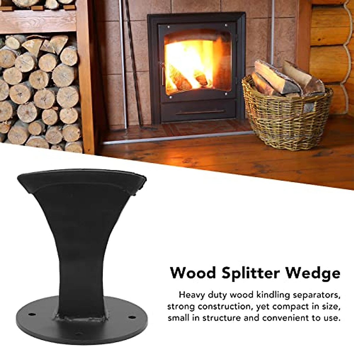 Atyhao Firewood Kindle Splitter, Quick Wood Wedge Splitter Heavy Duty Splitting Tool Small Firewood Kindling Splitter Manual Log Splitter for Small Fireplace Wood Stove, Black