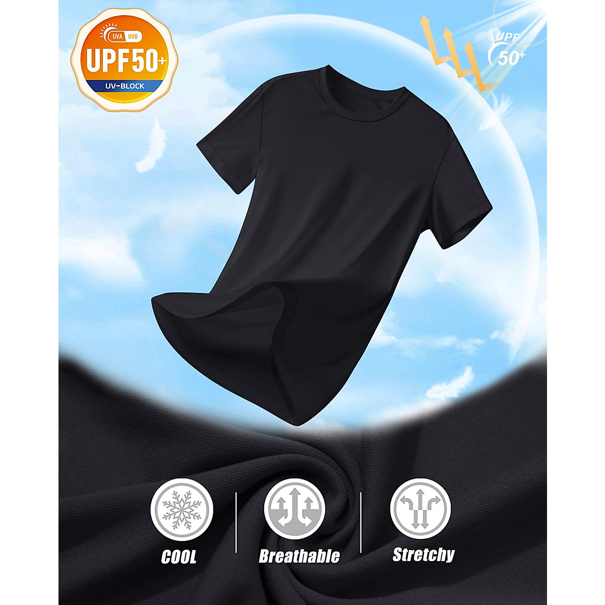 MAGCOMSEN Womens Athletic Tops for Running Moisture Wicking Shirts Black Tshirts Short Sleeves Rash Guard Outdoor Sports Quick Dry Hiking Shirts,S