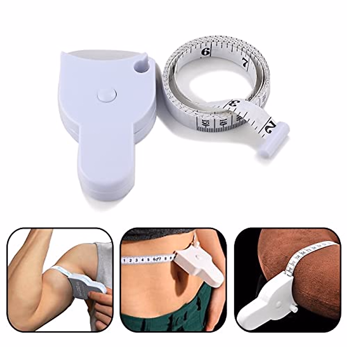 Automatic Retractable Body Measure Tape - 60 inch Telescopic Self Measuring Tape for Body Measurement and Weight Loss, Lock Pin and Push-Button Sewing Tapes-YAWALL(White)