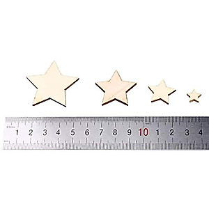 DERAYEE 100 Pcs Unfinished Wooden Stars Ornaments, Assorted Size Cutout Blank Wood Pieces Star for Christmas Wedding Party DIY Crafts