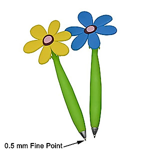 Maydahui 4PCS Flower Ballpoint Pens with Plant Pot Stand on Desk Set Blue Gel Ink Cute Creative Design Colorful for Student Party Valentine's Day