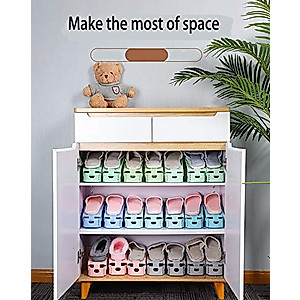 RISETEX 12 Pack Shoe Slots Organizer, Adjustable Double Layer Shoe Stack Sandals Rack, 50% Space-Saving Storage Shoe Stacker Holder for Closet Organization