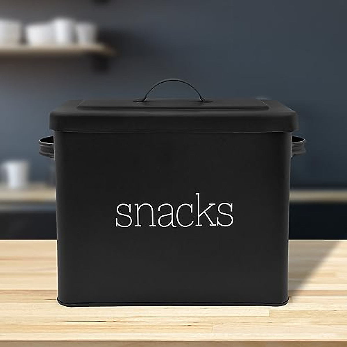 AuldHome Black Enamel Snack Bin; Modern Farmhouse Style Snack Container, Ideal for Single Serving Snacks