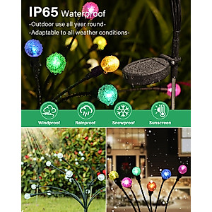 6 Pack 72 Big LEDs Colored Solar Firefly Lights Outdoor Waterproof-RGB Color Changing Solar Garden Lights-Swaying Dance Lights-Solar Powered Firefly Lights-Pathway Decoration Lights For Yard Christmas