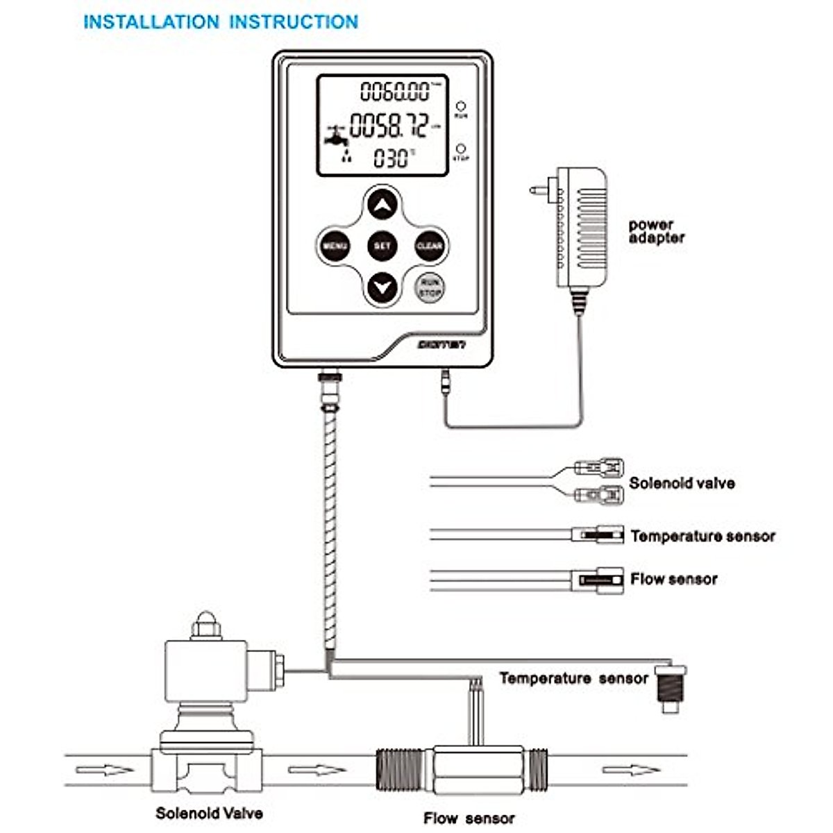 DIGITEN Water Liquid Flow Rate Volume Digital Display Flowmeter Quantitative Controller Counter Liter Gallon