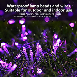 LED Icicle Christmas Lights Outdoor/Indoor 32.8ft 8 Modes Fairy Lights 60 Drops with 300 LED Perfect Ratio, Dripping Eaves Curtain Lights, for Xmas Garden Wedding Patio Party Decorations, Purple