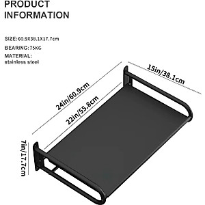 lanliebao 22 Inch Stainless Steel Wall Shelf Metal Shelving Heavy Duty Commercial or Household Grade Wall Mount Microwave Oven Shelf with Fixing Kit(Width 22 in Black)