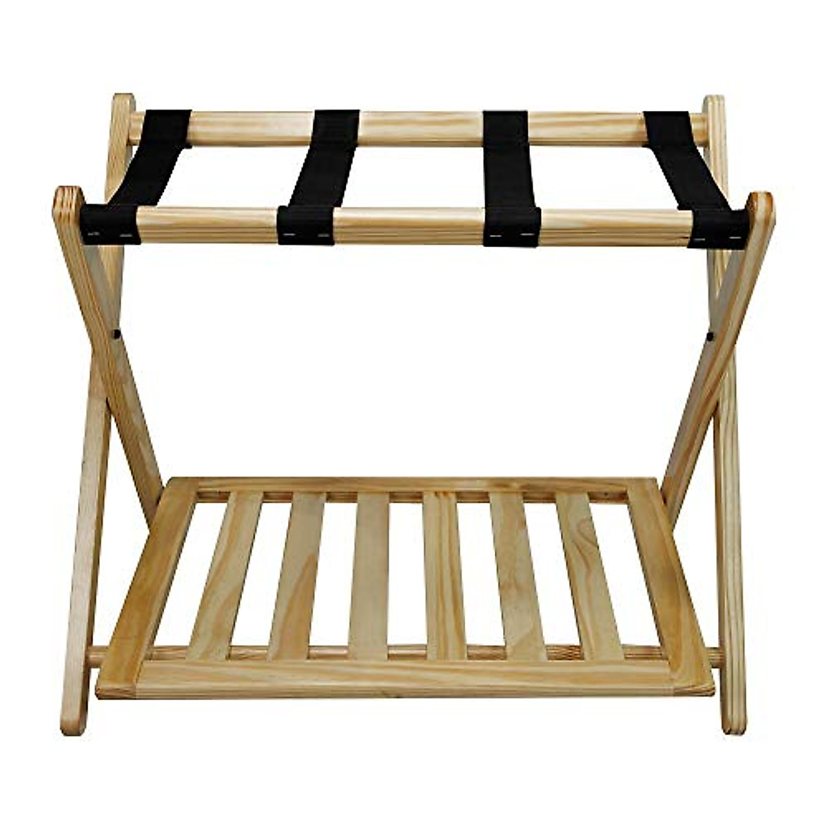 MISC Natural Hotel Luggage Rack for Guest Room Folding Suitcase Rack Collapsible Carry On Holder Bedroom, Sturdy Wooden