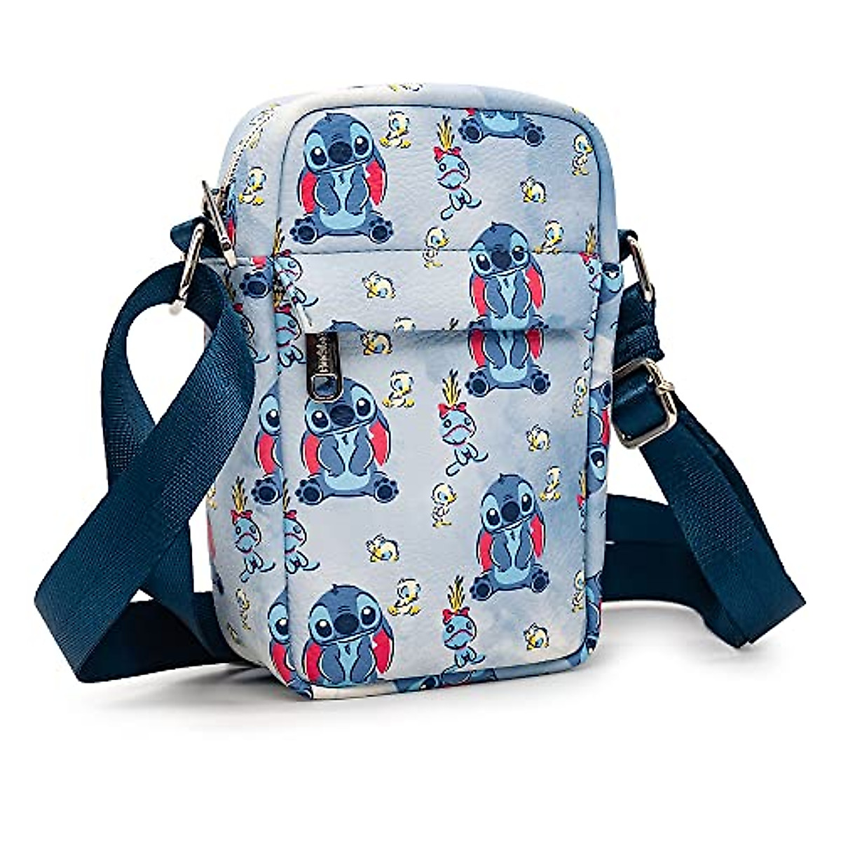 Disney Bag, Cross Body, Lilo and Stitch, Stitch Scrump and Ducks Collage, Blue, Vegan Leather