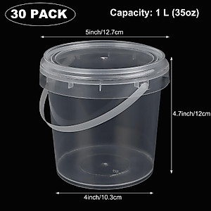 ZOFORTY 30 PCS 30 oz Slime Containers with Lids and Handles, Plastic 1000ml Storage Bucket Containers, Clear Slime Storage Case for Slime DIY Art Craft, Pigment, Small Tools, Part Material