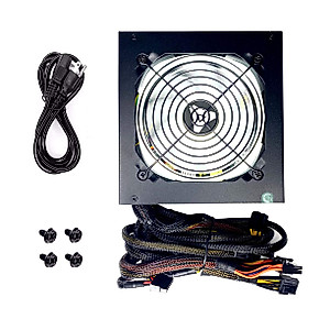 Apevia ATX-SR700W Spirit ATX Power Supply with Auto-Thermally Controlled 120mm White LED Fan, 115/230V Switch, All Protections