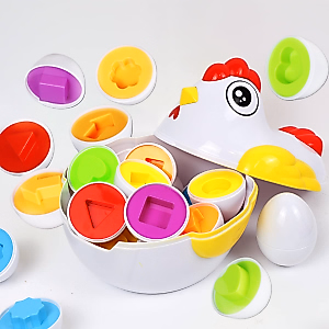 通用 12 Pack Matching Eggs Educational Color & Shape Recognition Skills Study Toys for Easter Eggs Travel Game Early Learning Match Egg Set Learning Toy Gift for Toddler 1 2 3 Year Old