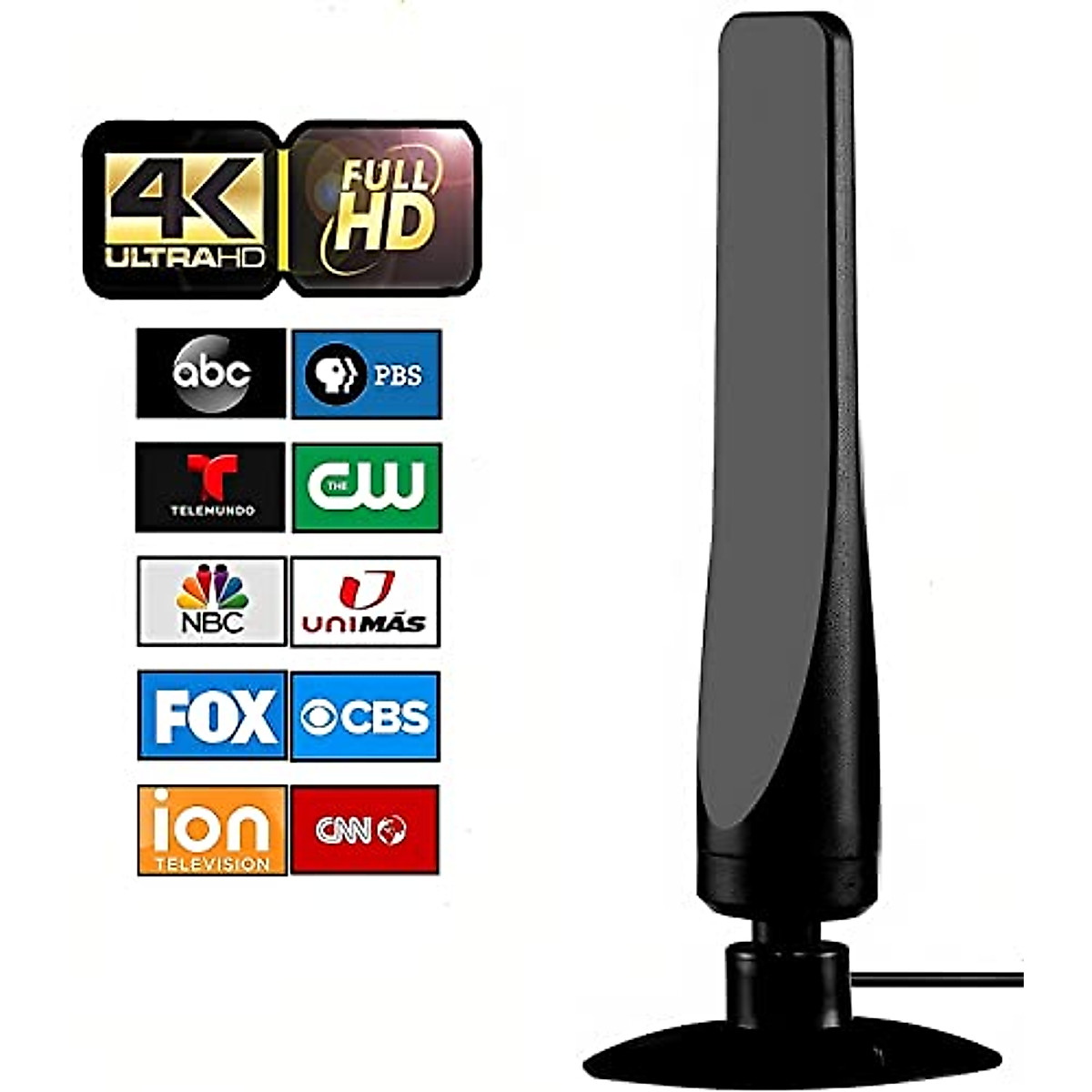 415+ Miles Range TV Antenna Indoor – HDTV Antennas are 8K 4K Full HD Compatible, with Best Powerful Amplifier and Signal Booster, 10ft Coaxial Cable for Smart & Older TVs